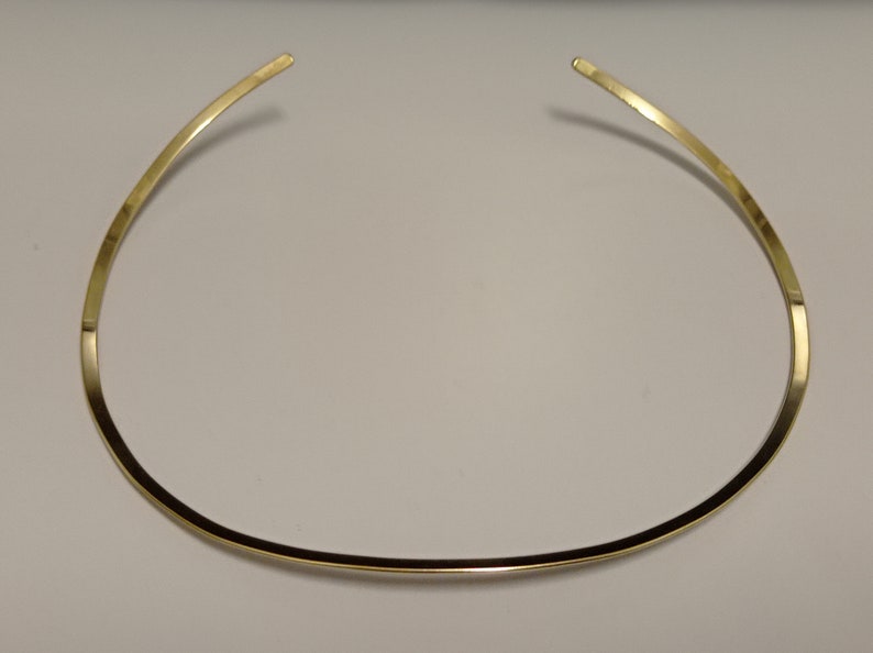 Handcrafted Polished Brass Open Choker Necklace – Minimalist Torc ...