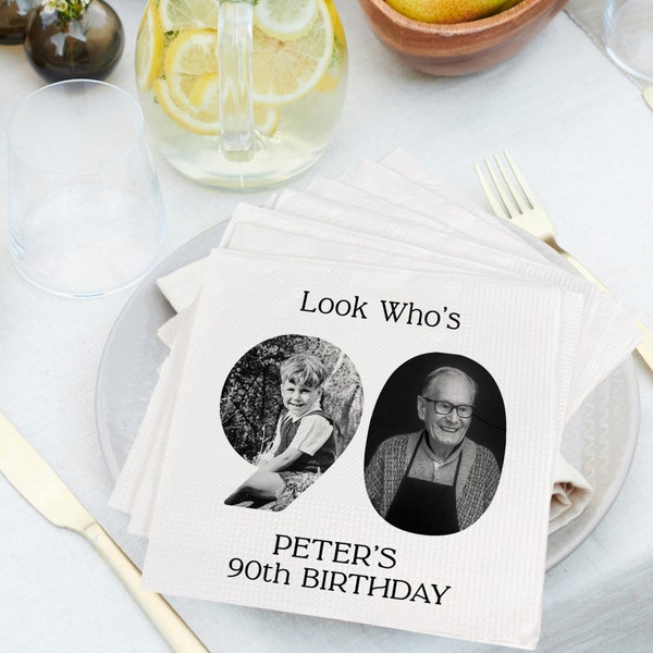 Personalized 90th Birthday Cocktail Napkins - Etsy