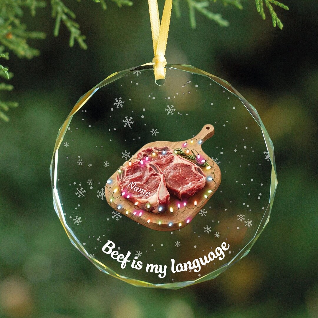 Personalized Raw Beef Glass Ornament, Beefsteak Christmas Ornament ...