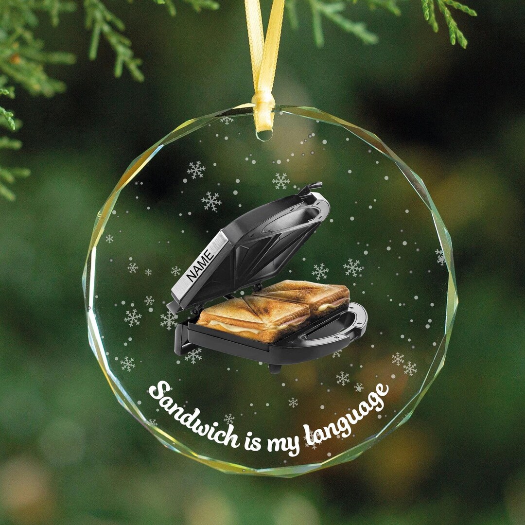 Personalized Sandwich Maker Christmas Glass Ornament, Custom Sandwich ...