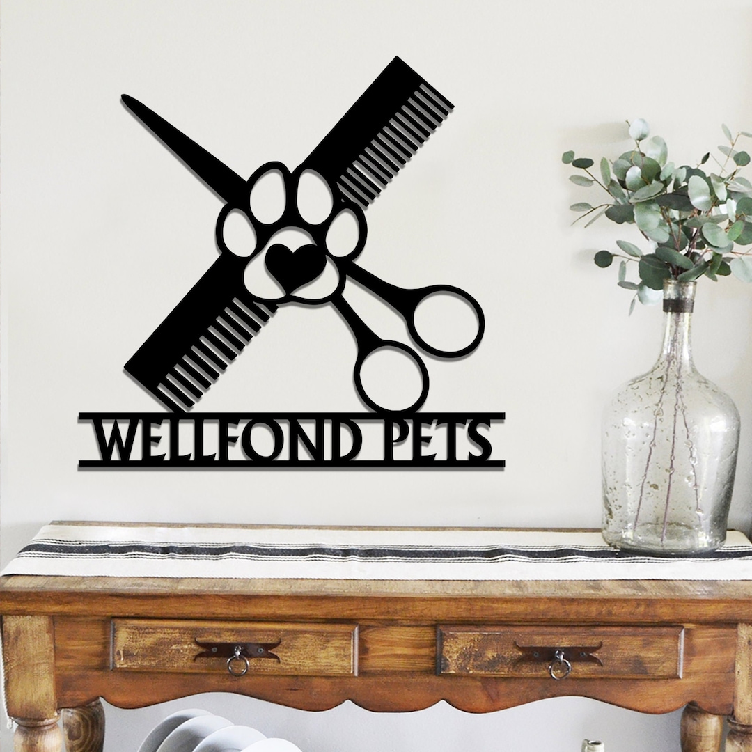 Custom Dog Grooming Hair Salon Metal Wall Art Home Decor Pet Grooming ...