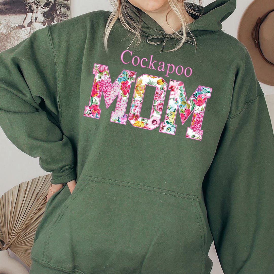 Personalized Cockapoo Dog Mom Floral Applique Embroidered Sweatshirt ...