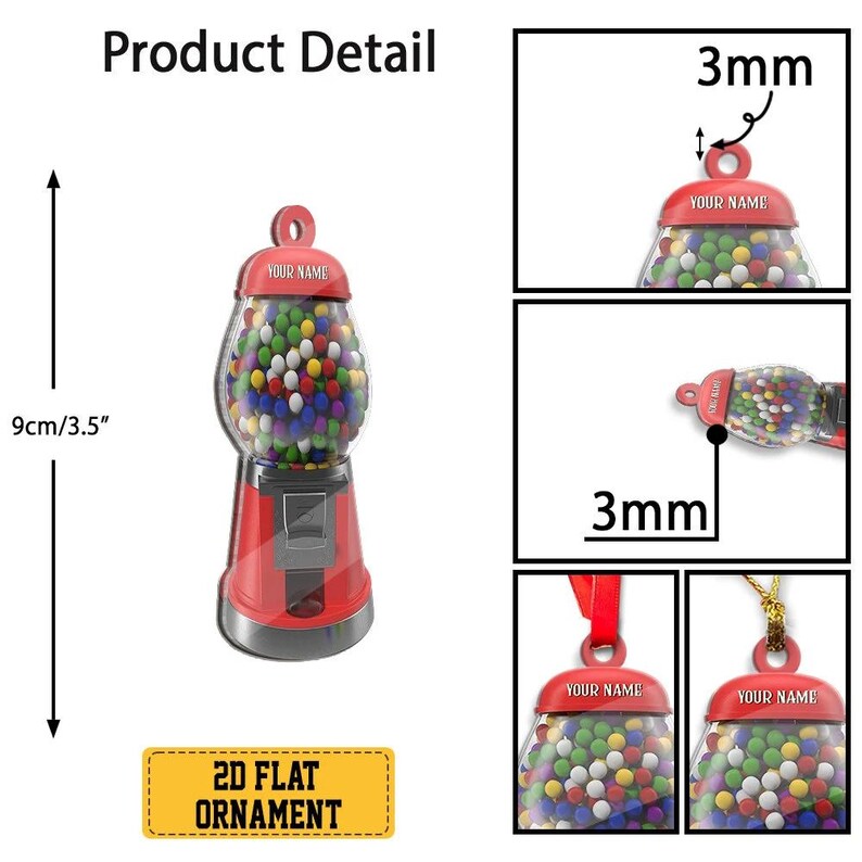 Custom Gumball Machine Ornament, Gumball Machine Christmas Ornament ...