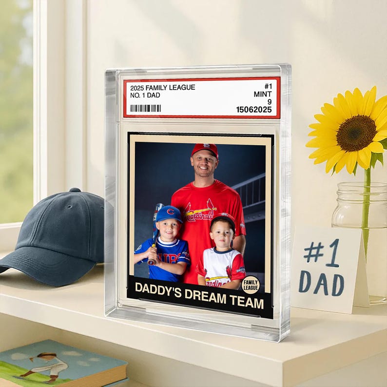 Custom Photo No. 1 Dad Trading Card Style, Custom Acrylic Block Plaque ...