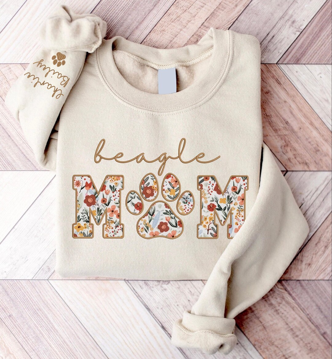 Custom Appliqué Beagle Mom Sweatshirt With Names, Floral Beagle Mama ...