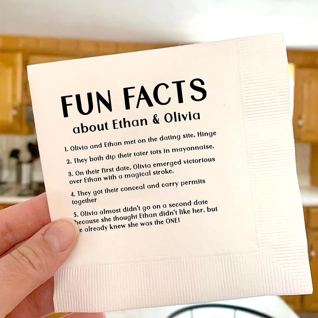 Fun Facts Napkins-personalized Wedding Cocktail Napkins, Customizable ...