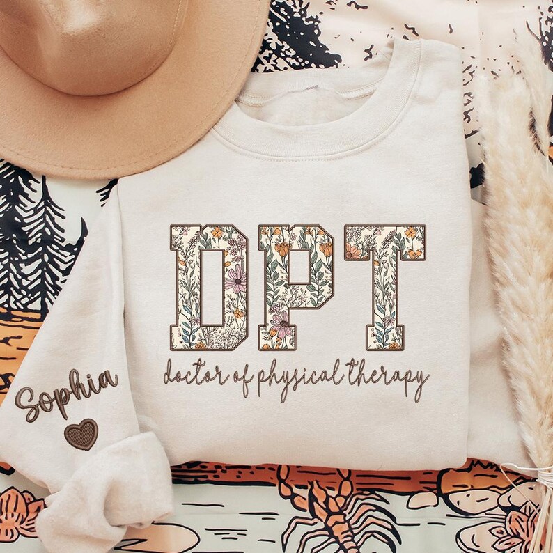 Personalized Embroidered Floral Applique Doctor of Physical Therapy ...