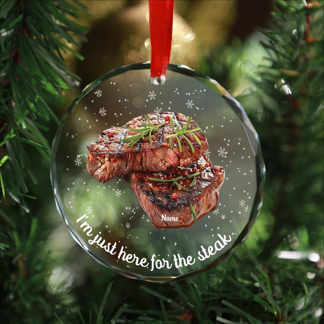 Personalized Steak Ornament, Custom Meat Lover Glass Ornament, Unique ...