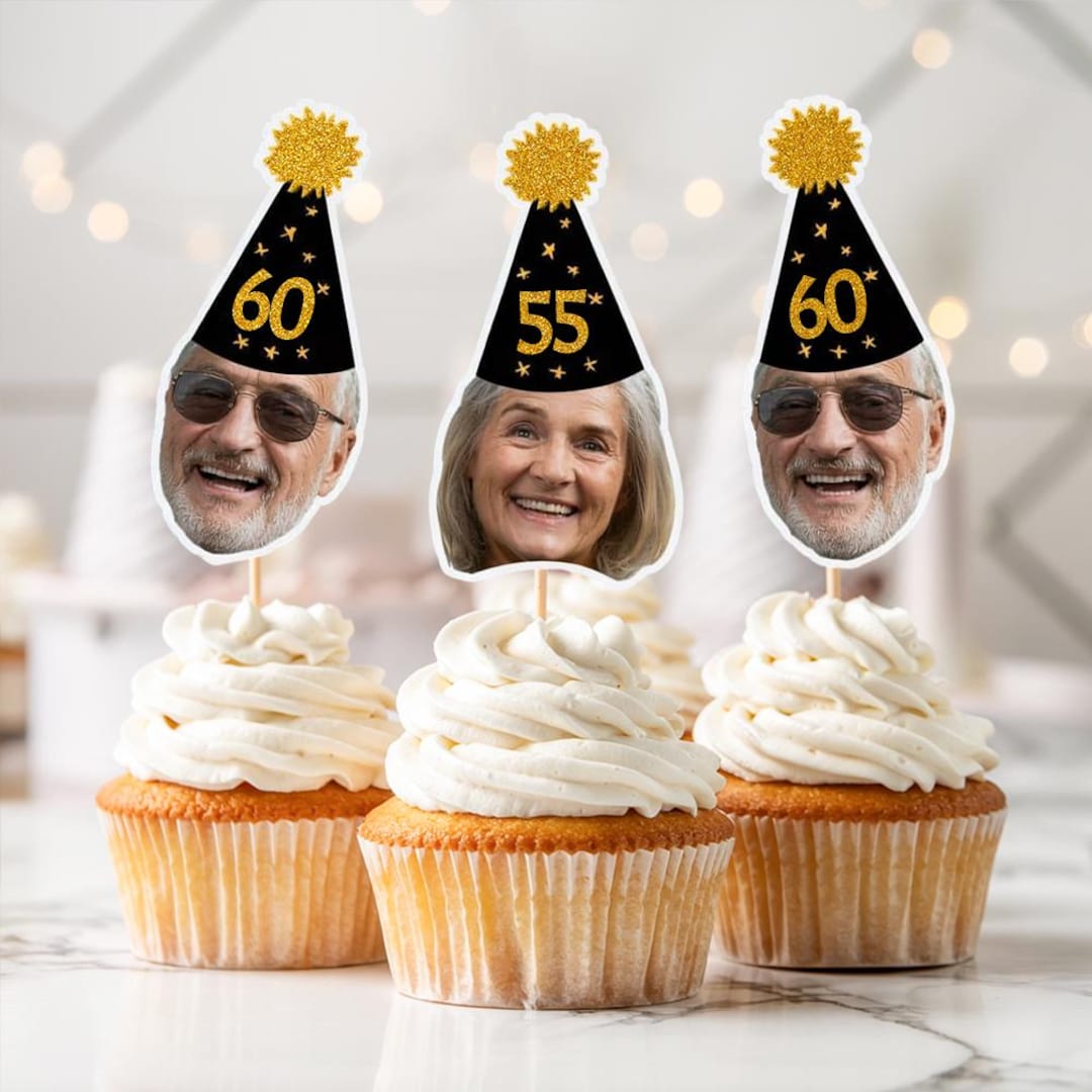 Custom Head Birthday Cupcake Toppers, Custom Face Party Cupcake Toppers ...