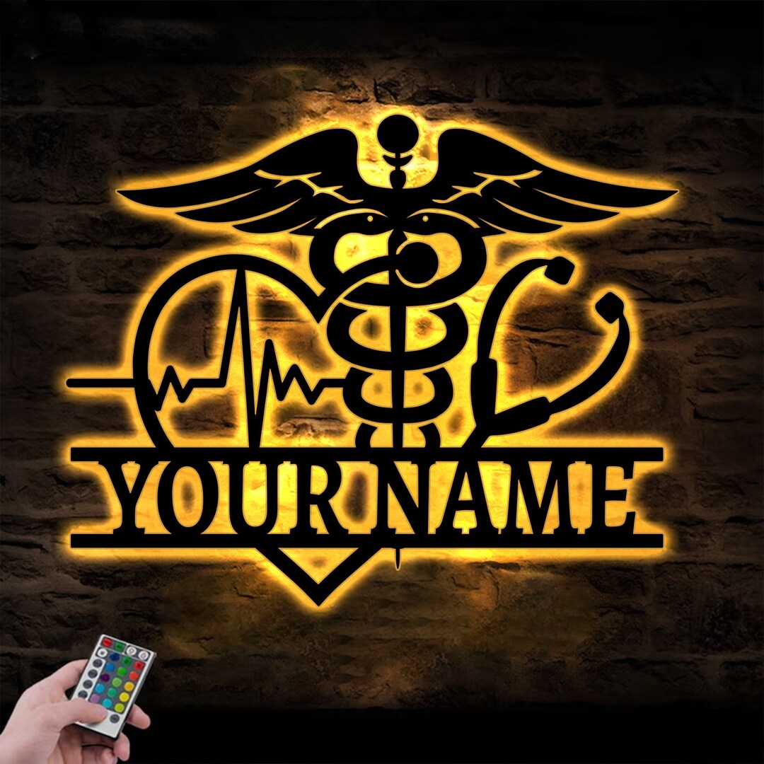 Personalized Metal Nurse Sign With Name, Metal Health Care Sign With ...