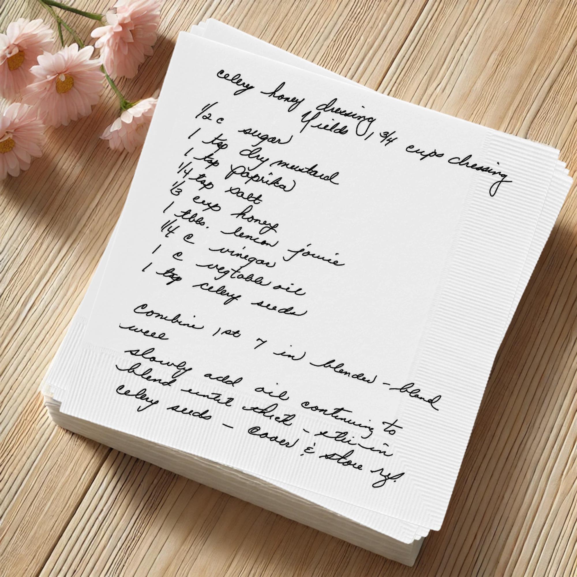 Custom Love Note Handwriting Napkins, Personalized Handwritten Note ...