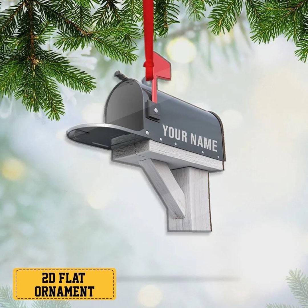 Personalized Mailbox Christmas Ornament, Custom Mailbox Flat Ornament ...