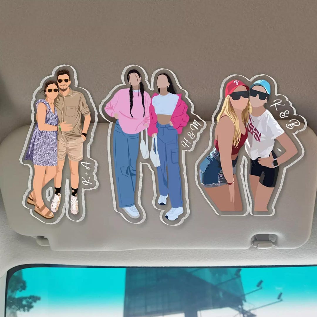 Personalized Photo Car Visor Clip, Custom Portrait From Photo Car Visor ...
