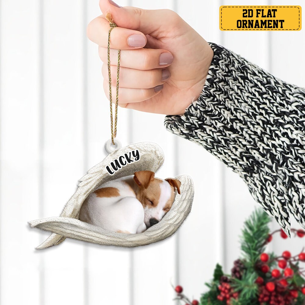 Custom Name Jack Russell Terrier Sleeping Angel Christmas Flat Acrylic ...