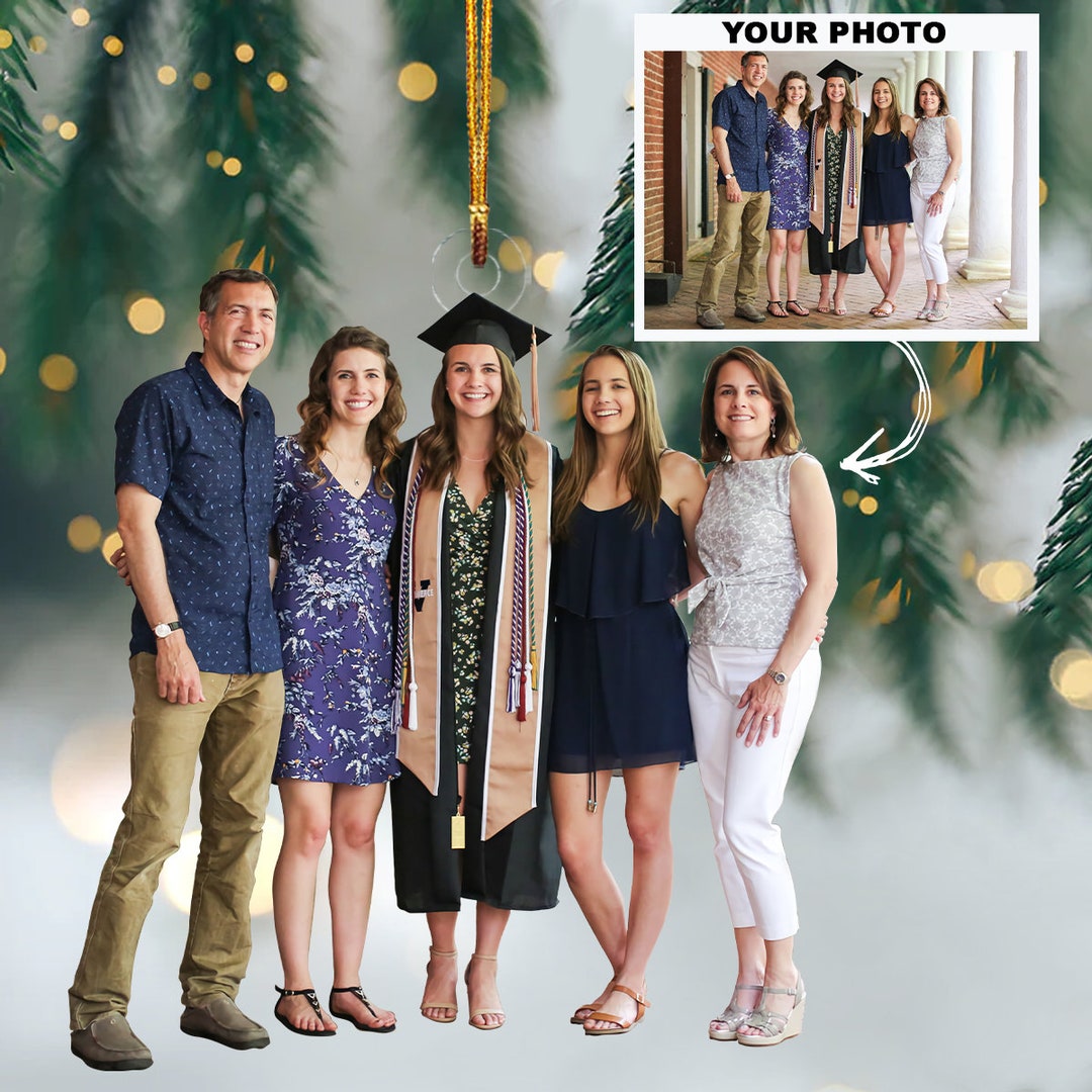 Personalized Graduation Photo Mica Ornament - Christmas Happy Family ...