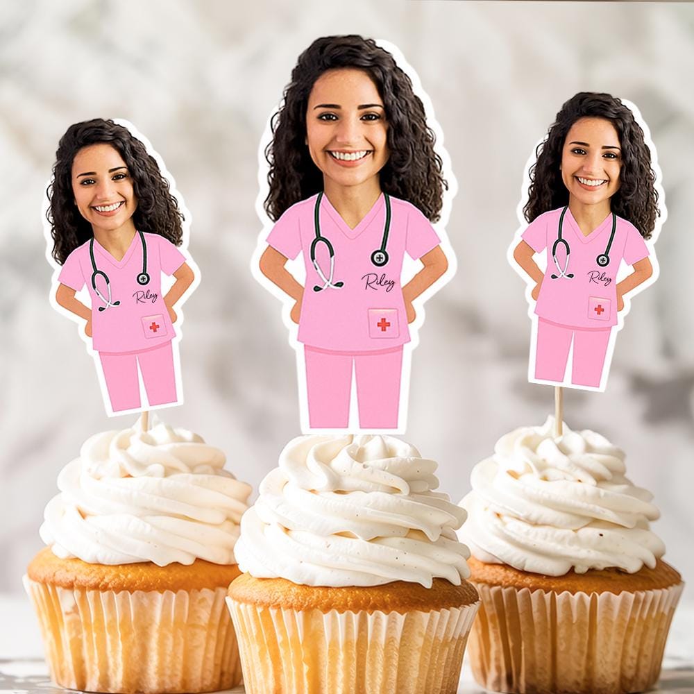 Personalized Nurse Party Toppers, Cupcake Toppers, Nurse, Graduation ...