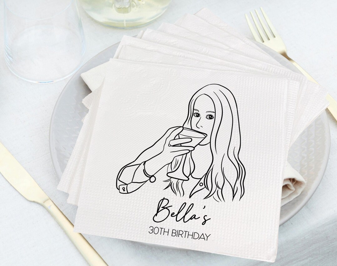 Personalized Potrait Photo Birthday Napkins, Birthday Celebration Party ...