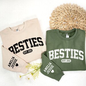 Personalized Besties Sweatshirt, Custom Best Friend Sweatshirt, Besties ...