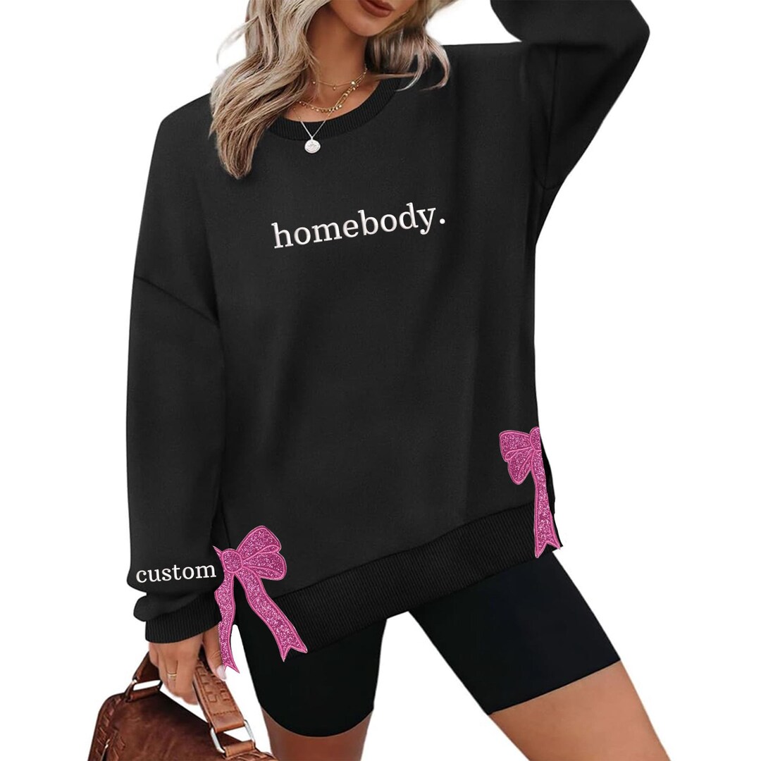 Custom Homebody Side Bow Cut-out Sweatshirt, Cozy Casual Sweatshirt ...