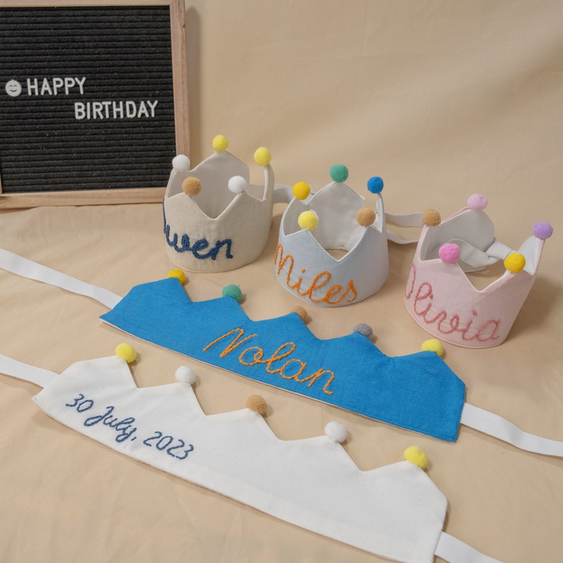 Hand Embroidered Crown for Baby and Children's Birthdays | Personalized ...