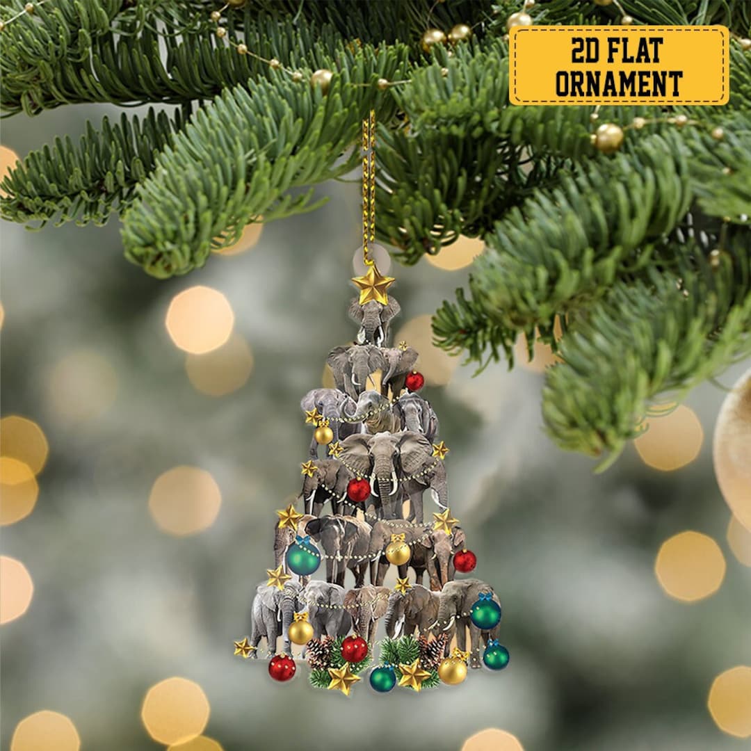 Custom Elephant Christmas Lights Ornament, Elephant Christmas Ornament ...