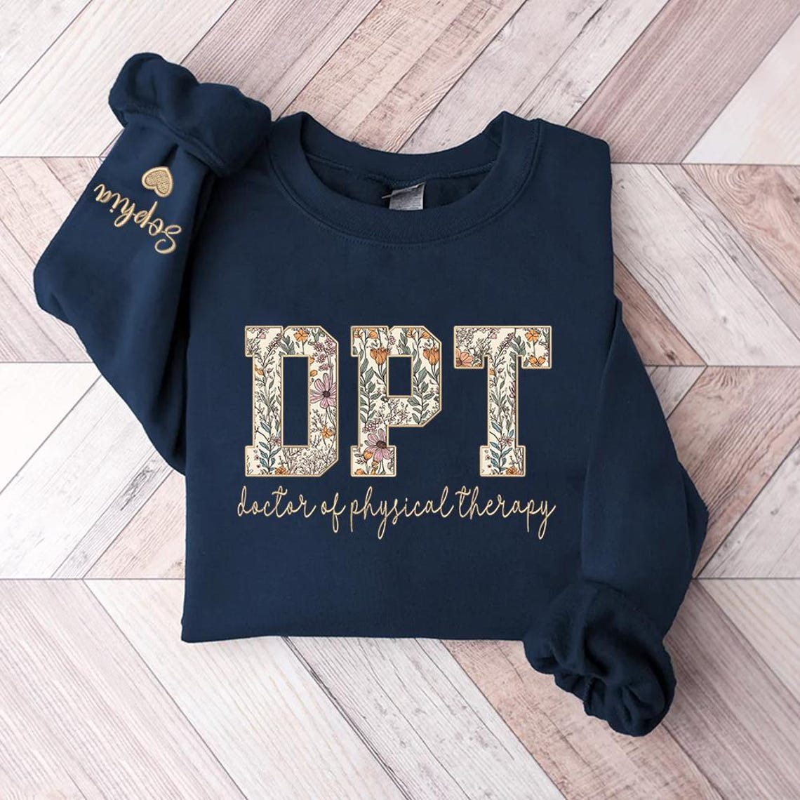 Personalized Embroidered Floral Applique Doctor of Physical Therapy ...