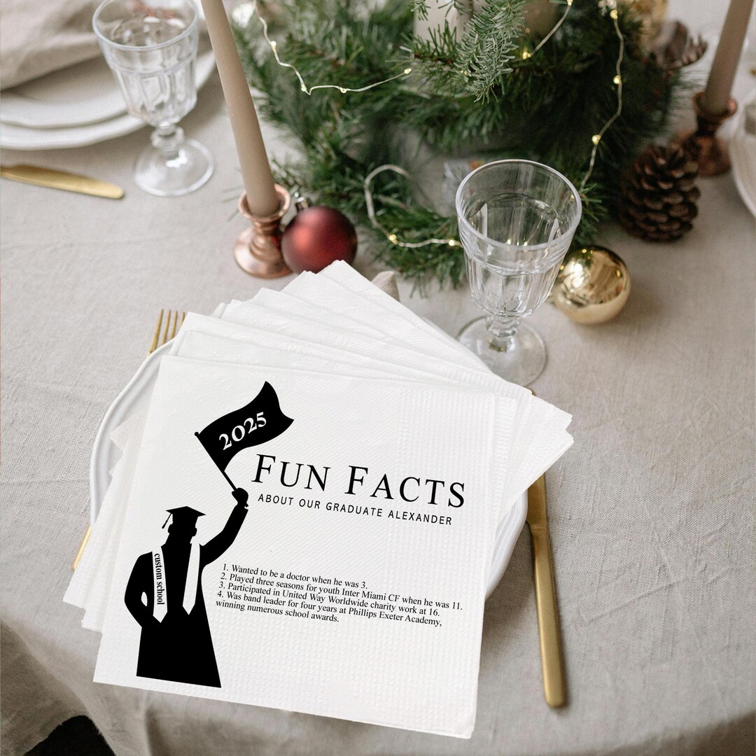 Custom Fun Facts Napkins, Anniversary Party Napkins, Personalized ...