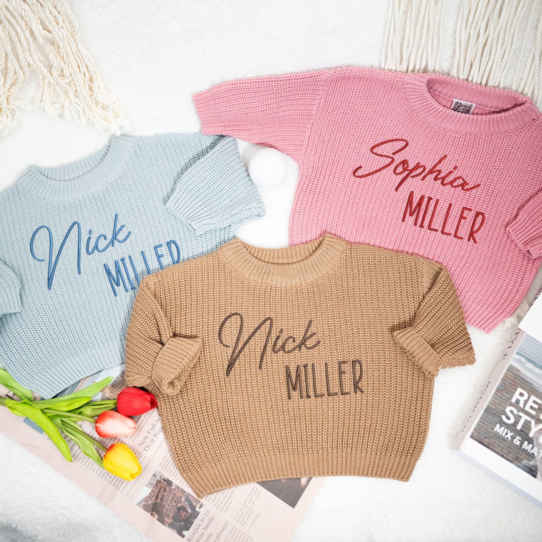Custom Name Baby Sweater,personalized First + Middle Baby Name Sweater ...