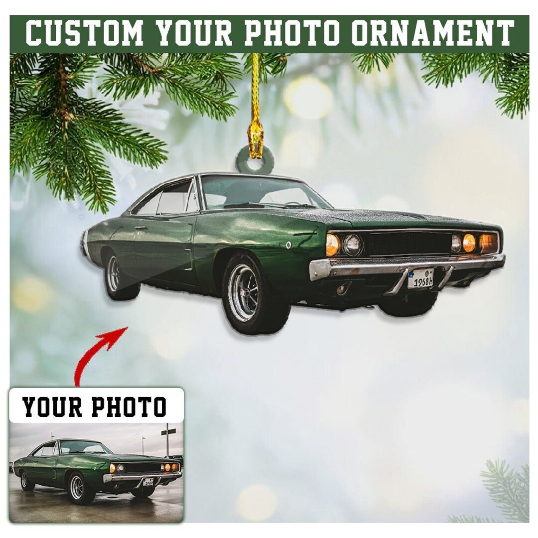 Personalized Muscle Car Shape Ornament, Custom Photo Hot Rod Owner ...
