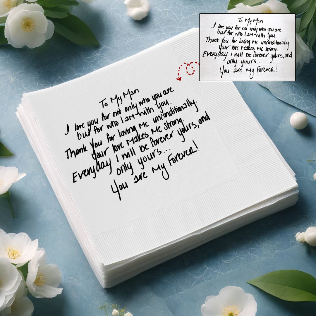 Custom Love Note Paper Napkins, Elegant White Napkins Customized for ...