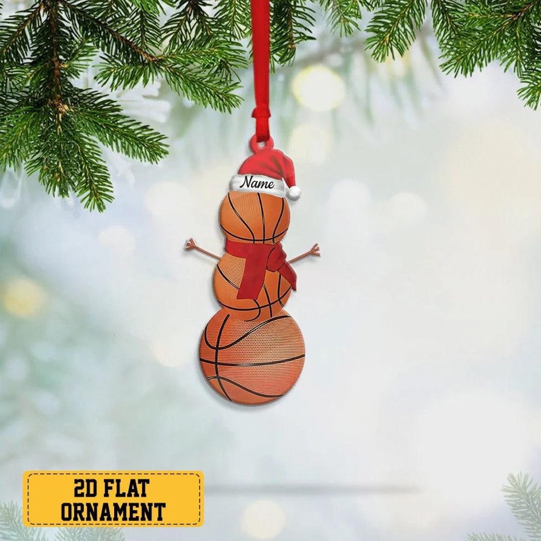 Personalized Basketball Snowman Christmas Ornament, Basketball Player ...