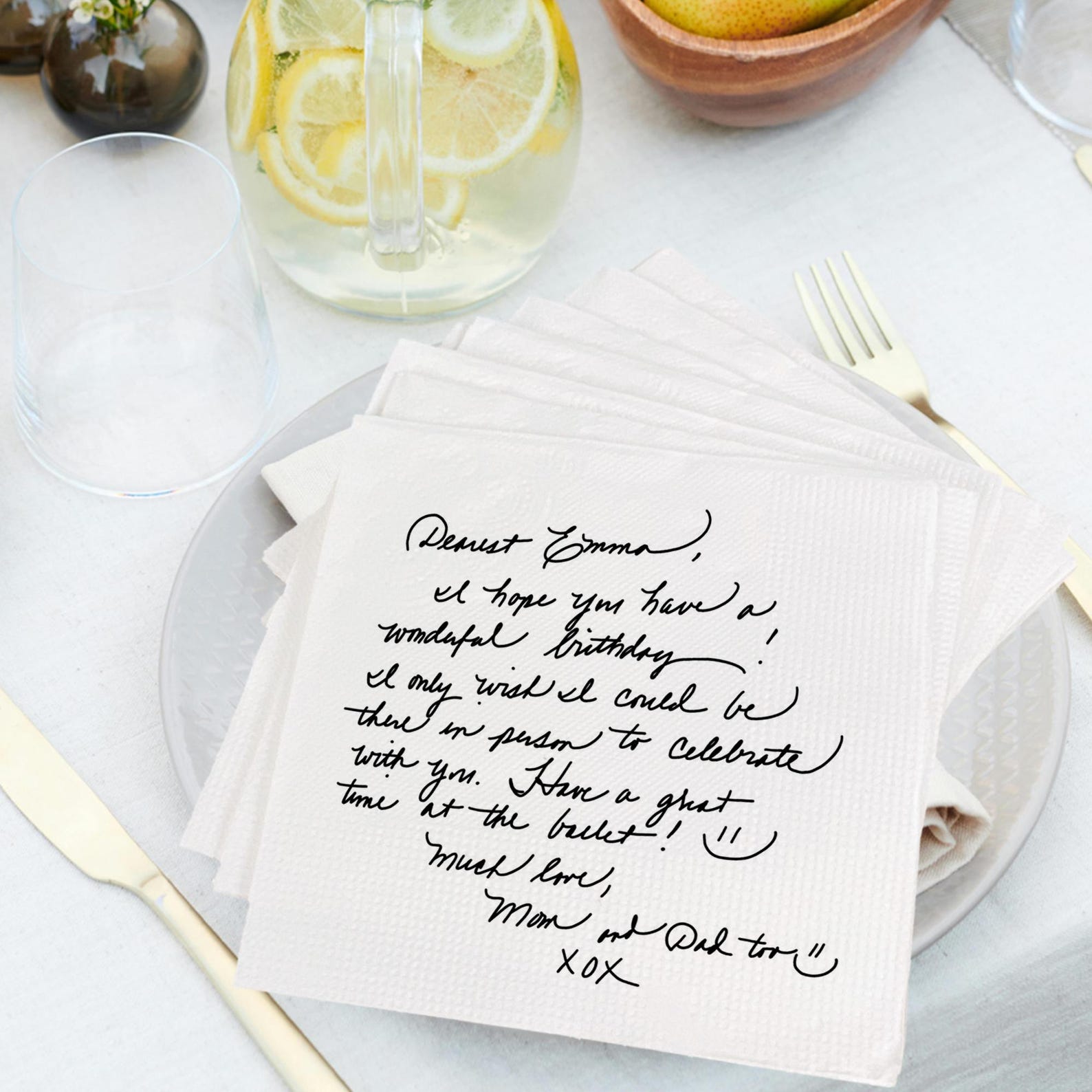 Custom Love Note Handwriting Napkins, Personalized Handwritten Note ...