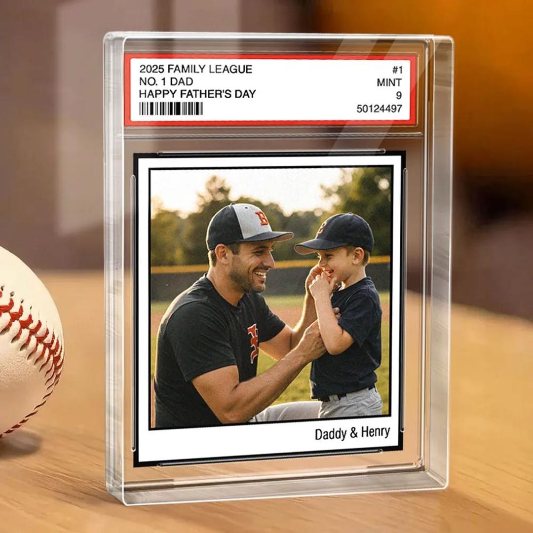 Custom Photo No. 1 Dad Trading Card Vintage Style Personalized Acrylic ...