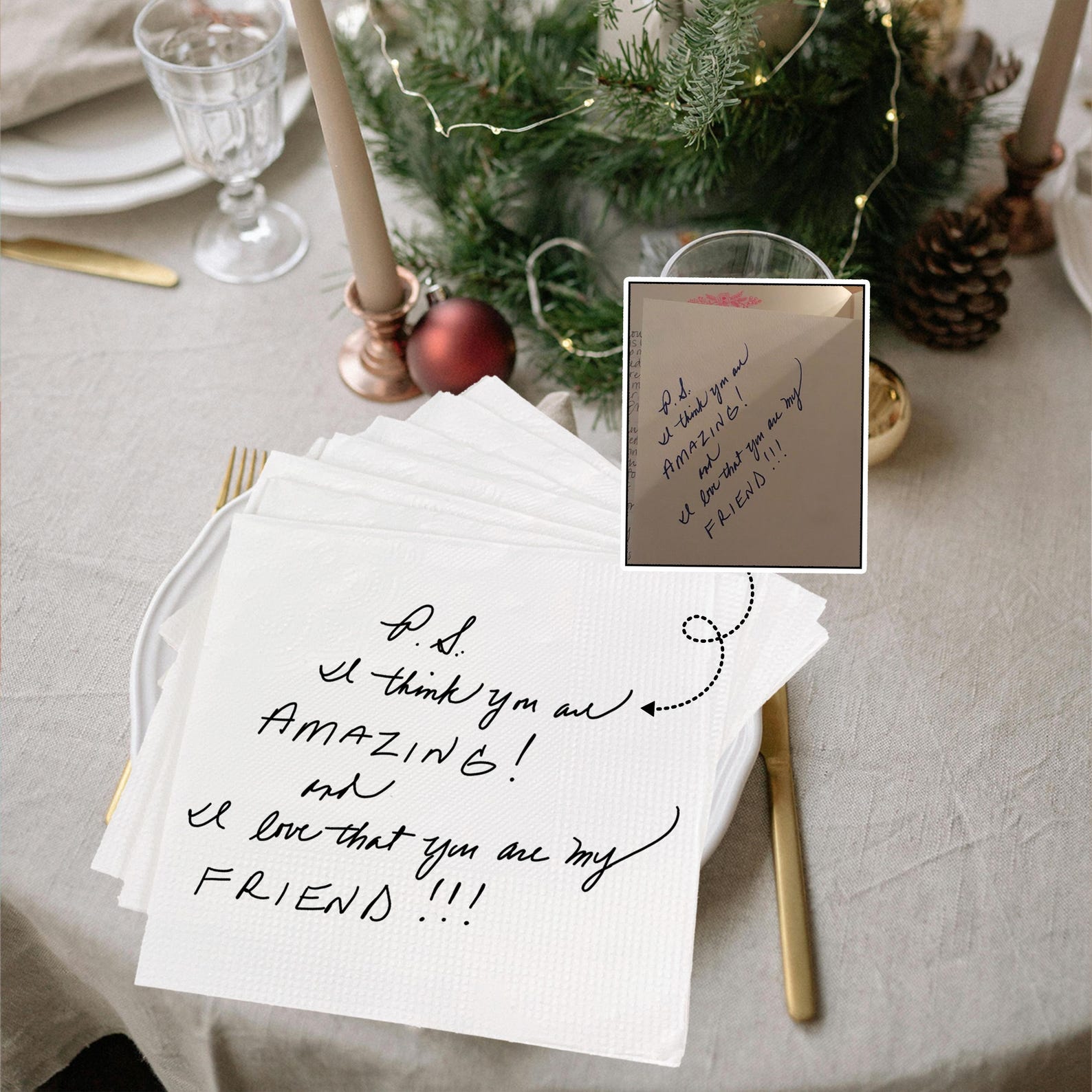 Custom Love Note Handwriting Napkins, Personalized Handwritten Note ...