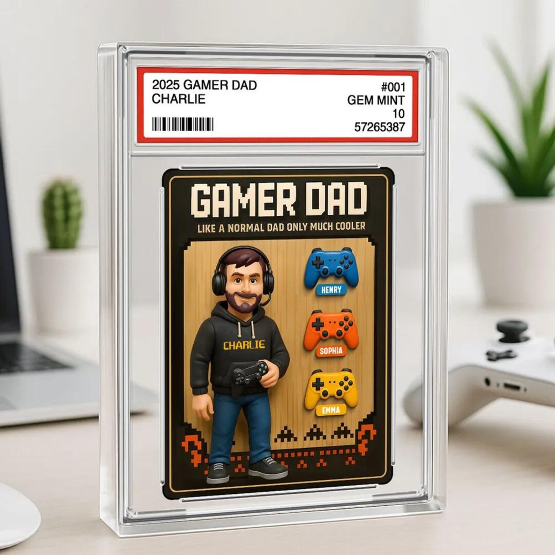 Custom Gamer Dad Action Figure Acrylic Block Plaque, Personalized Dad ...