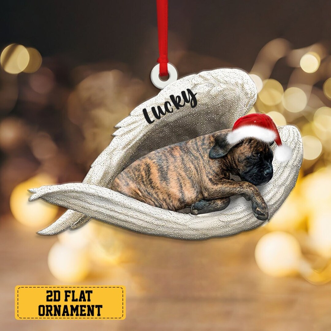 Personalized Brindle Boxer Sleeping Angel Christmas Flat Acrylic Dog ...
