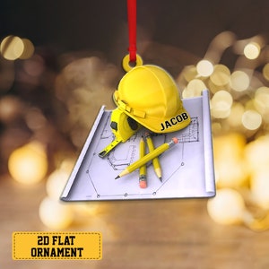 Personalized Name Mechanic Civil Engineer Personalized Flat Ornaments ...