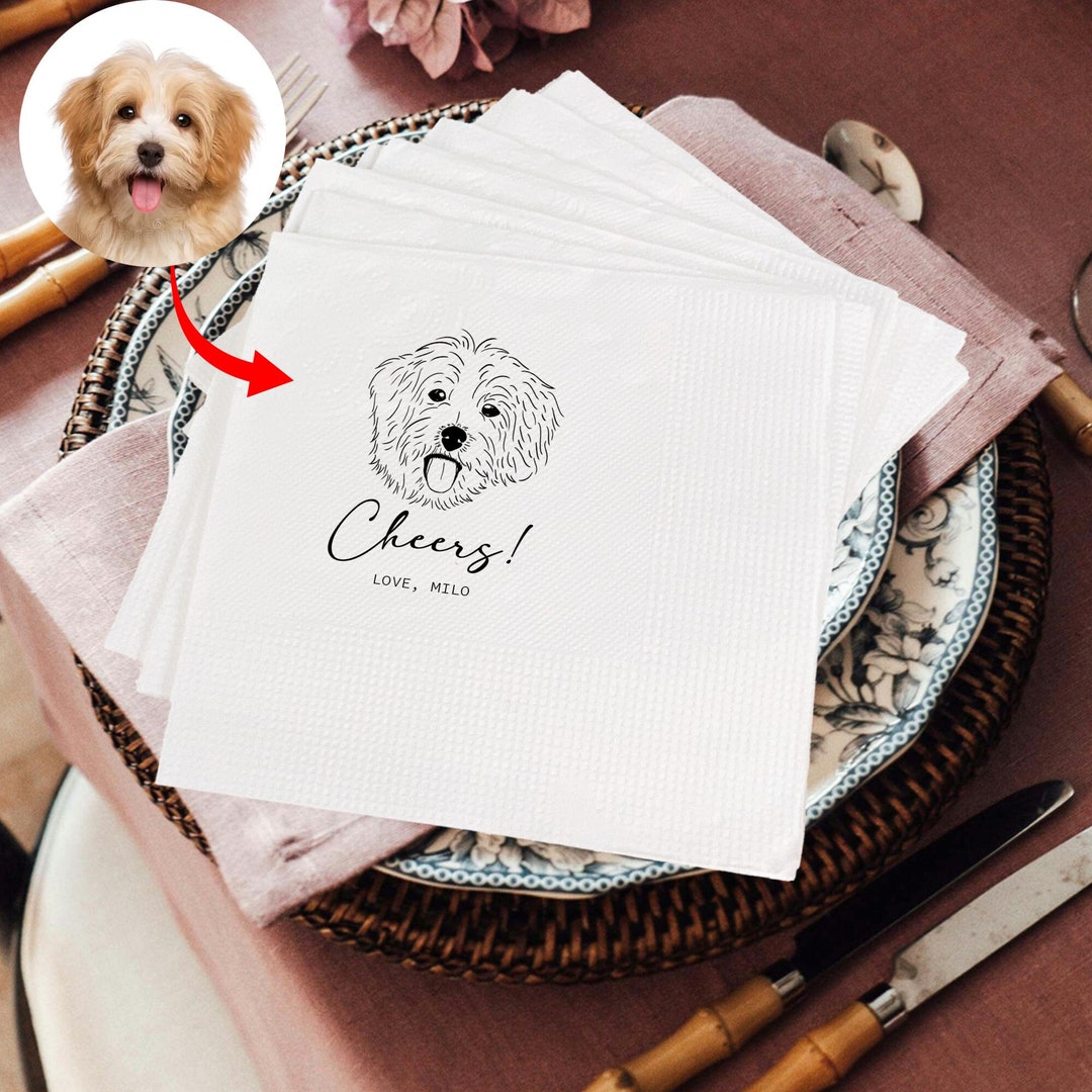 Custom Dog Napkins, Custom Dog Wedding Cocktail Napkins, Custom Pet ...