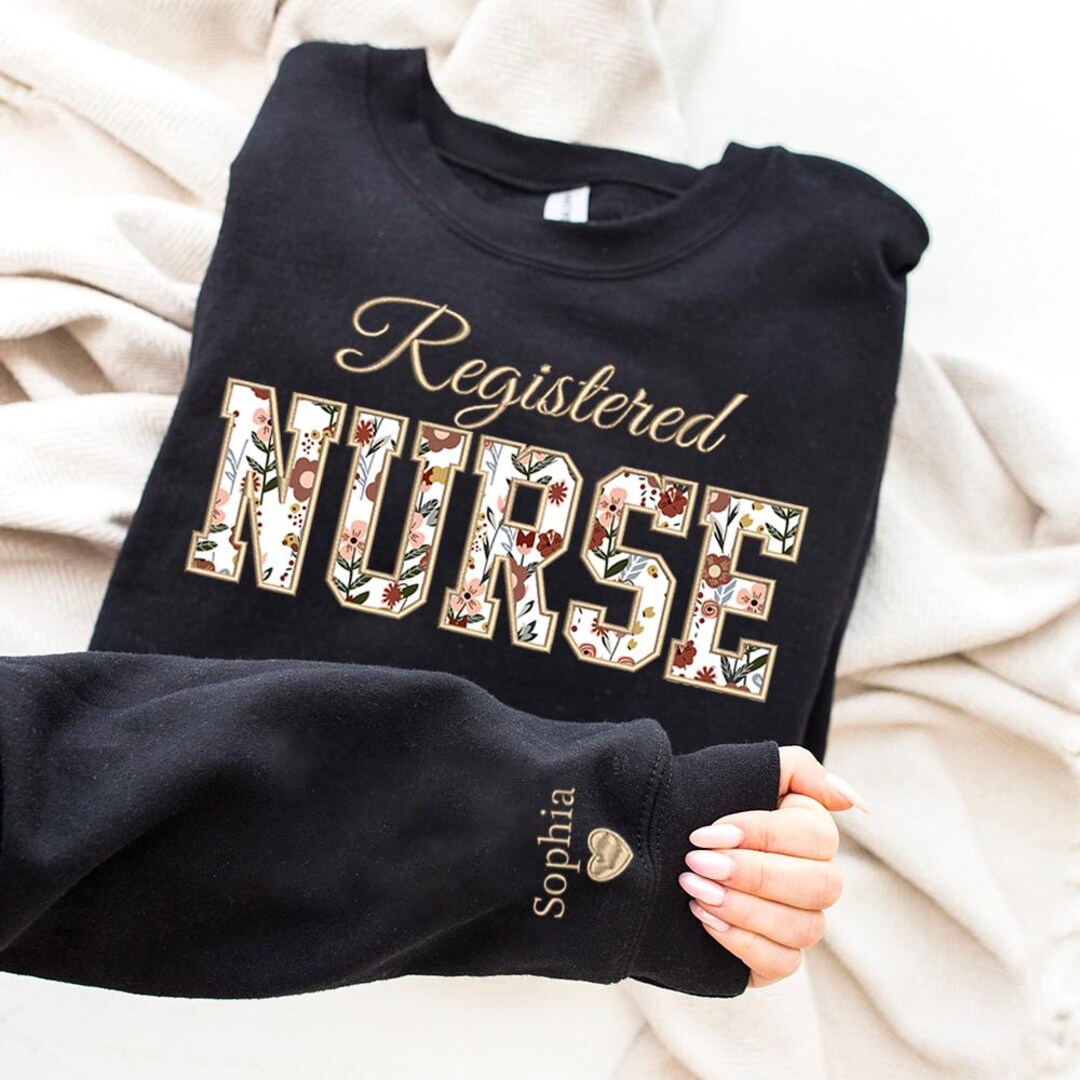 Custom Embroidered Applique Registered Nurse Sweatshirt With Name ...