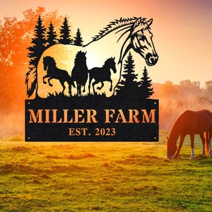 Personalized Horse Farm Ranch Metal Sign With Led Lights, Custom Metal ...