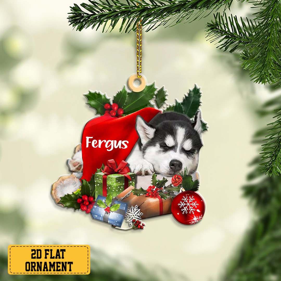 Husky Siberian Custom Pet Name Xmas Ornament, Christmas Dog Memorial ...
