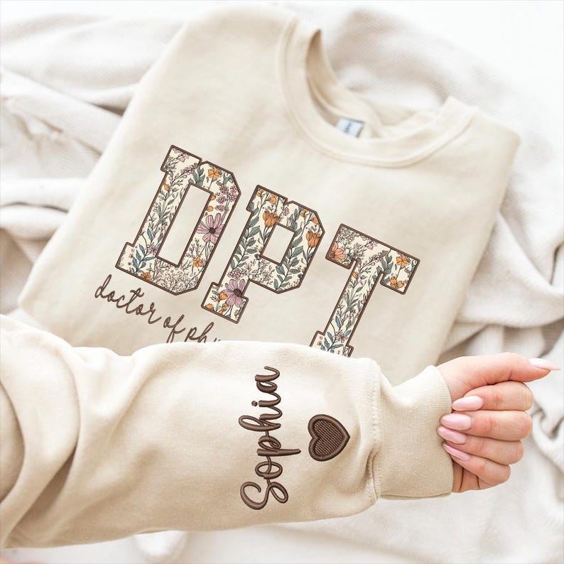 Personalized Embroidered Floral Applique Doctor of Physical Therapy ...
