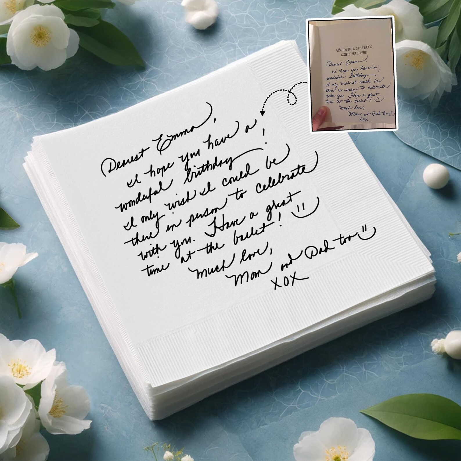 Custom Love Note Handwriting Napkins, Personalized Handwritten Note ...