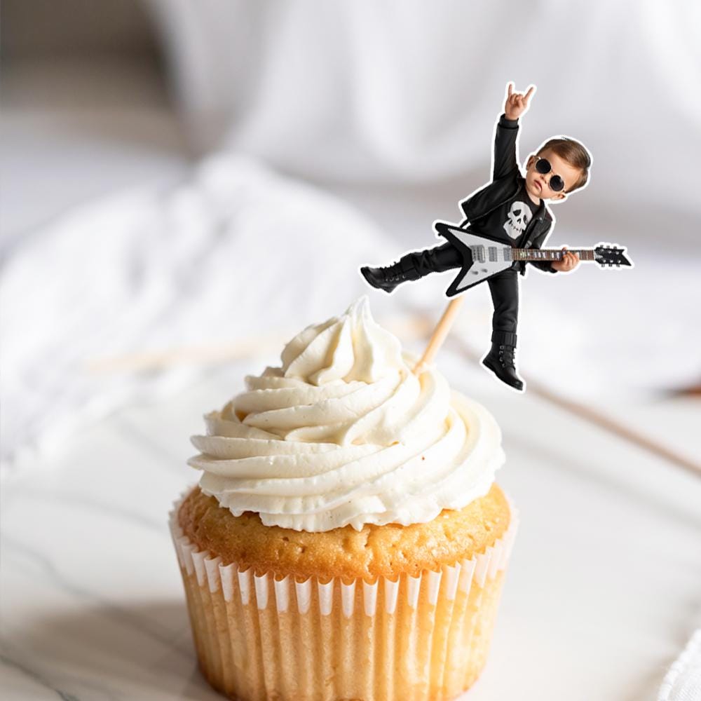 Personalized Rockstar Face Cupcake Toppers,rock and Roll Birthday,cool ...