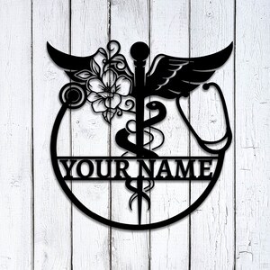 Nurse Metal Wall With LED Personalized Family Name Medical Student Gift ...