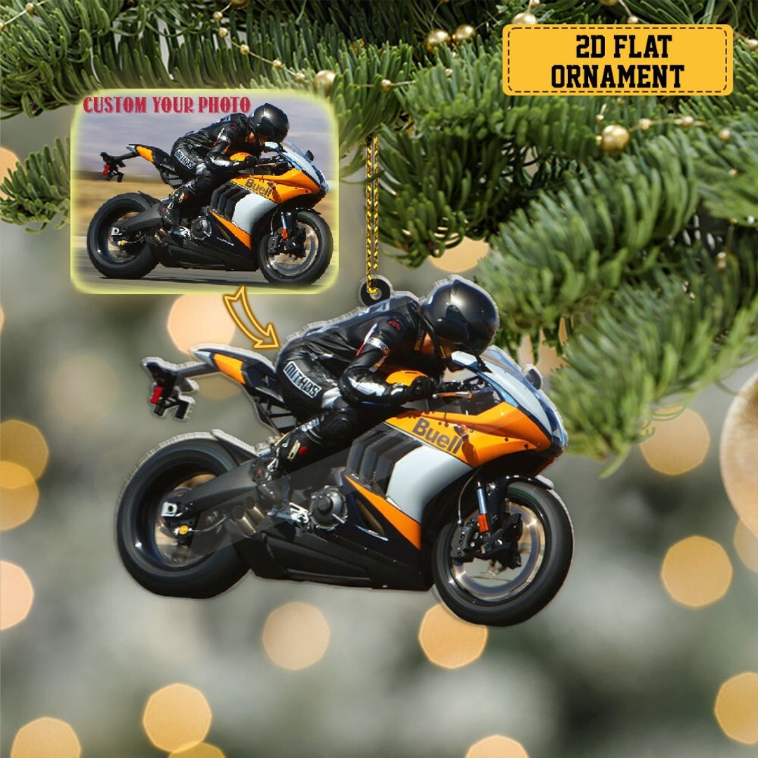Custom Motorcycle Photo Shape Ornament, Gift for Biker, Christmas Gift ...