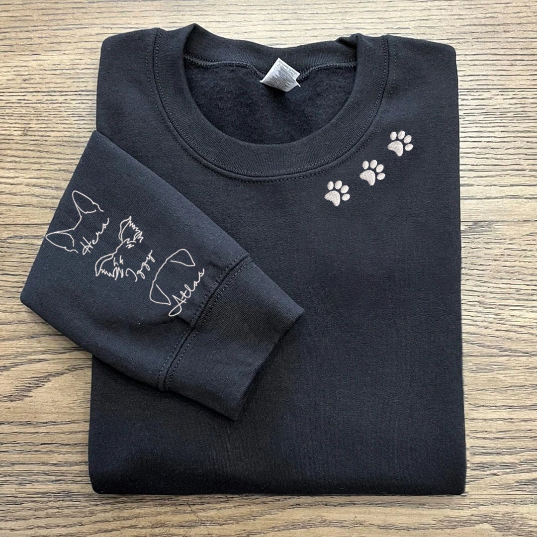Embroidered Pet Sweatshirts,dog Lover Gifts,embroidered With Dog Ear ...
