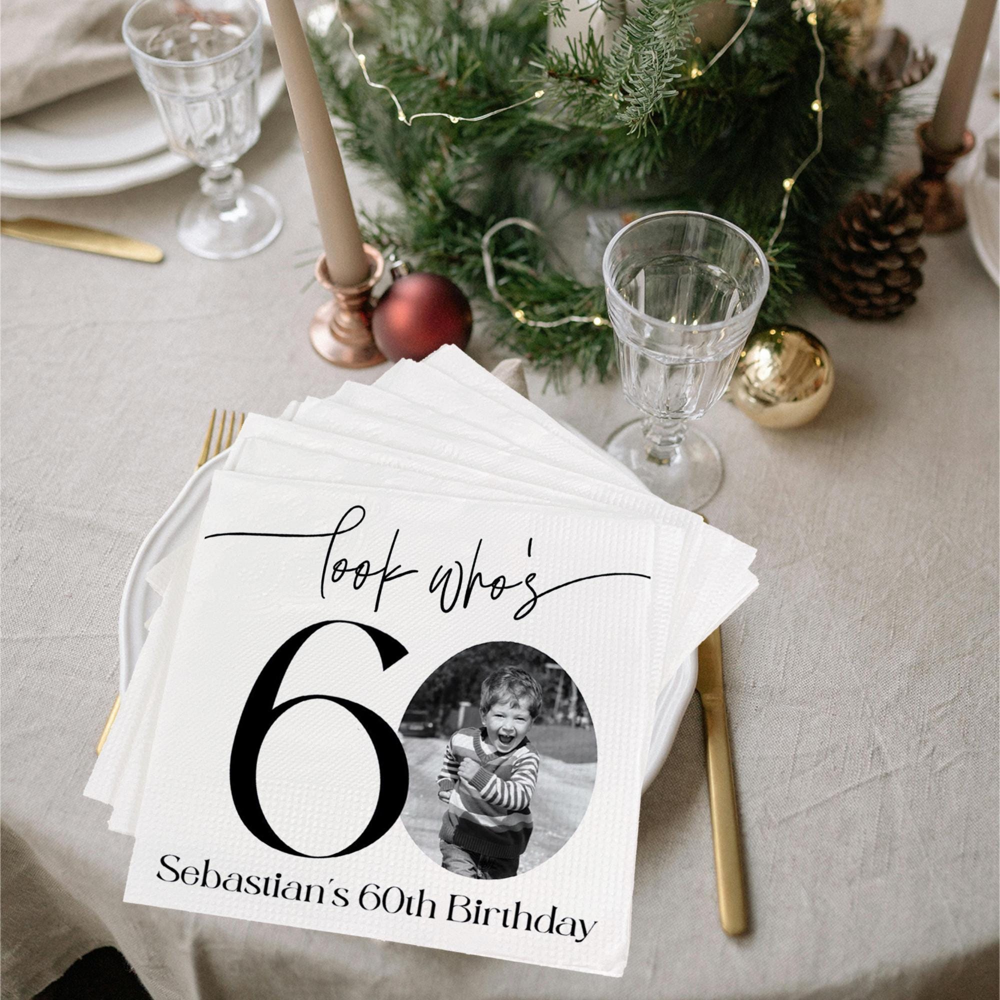 Custom 60th Birthday Napkins, Look's Who 60th Birthday, Personalized ...