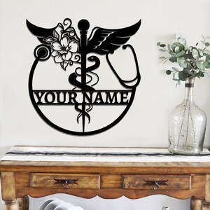 Nurse Metal Wall With LED Personalized Family Name Medical Student Gift ...