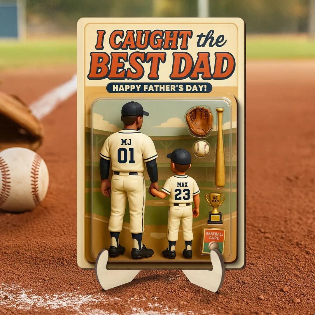 We Caught the Best Dad Baseball Wooden Sign, Personalize Fathers Day ...
